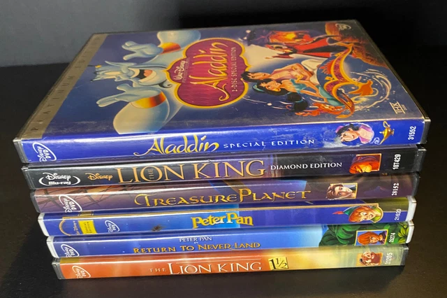 LOT OF 6 Disney DVDs The Lion King + Aladdin + Treasure Planet + Peter ...
