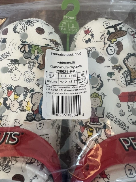 CROCS X PEANUTS Snoopy Charlie Brown Classic Clog 208629-94S Men’s Size ...