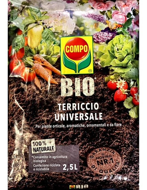 TERREAU UNIVERSELLE COMPO Bio 2,5 Lt Plantes Fleurs Potager Aromatiques ...