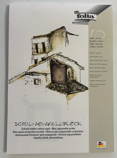 SCHUL-AQUARELLBLOCK FOLIA NR. 8354 150 g/qm, DIN A4, weiß 10 Blatt ...