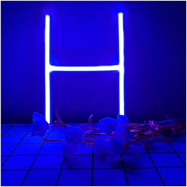 ENUOLI LED NEON Letter H Blue Alphabet Sign Night Light - Battery/USB ...