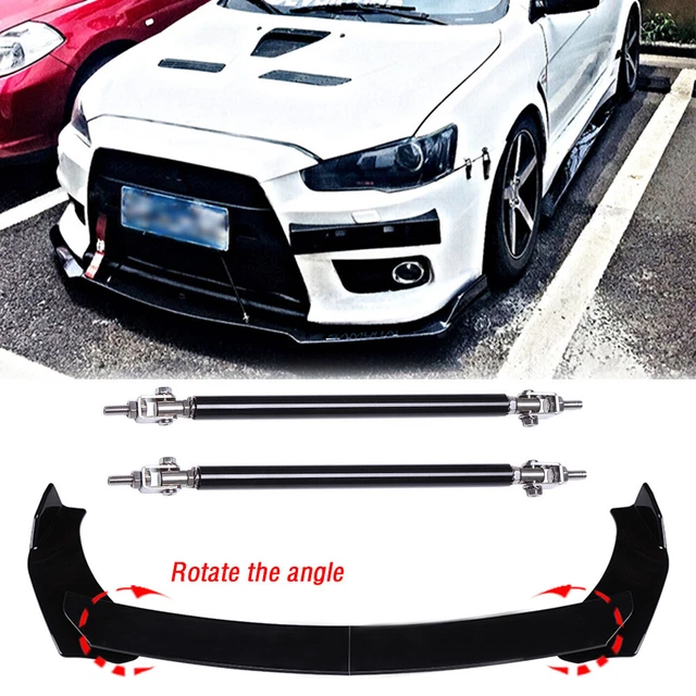FRONT BUMPER LIP Splitter Spoiler +Strut Rods For Mitsubishi Lancer EVO ...