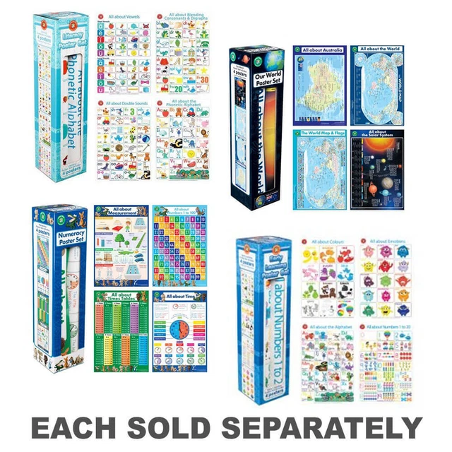 LEARNING CAN BE Fun Educational Poster Box Set Brightly Coloured ...