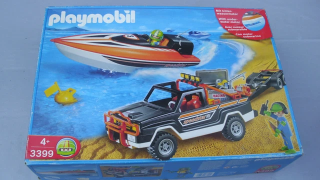 PLAYMOBIL 3399 SPEEDSTAR Rennboot, Pick-up Truck Anhänger komplett i ...
