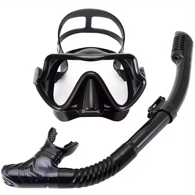 SNORKELING MASK BREATHING tube set, large frame silicone mask, leak ...
