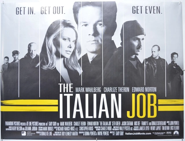 THE ITALIAN JOB (2003) Original Quad Film Poster. Mark Wahlberg, Jason ...