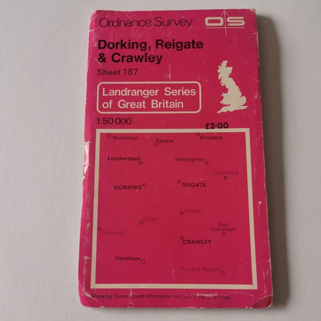 DORKING, REIGATE & CRAWLEY Map (OS Landranger, 1980, Sheet 187, 1: ...