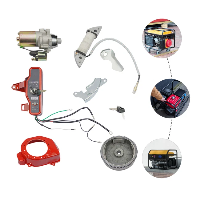 ELECTRIC START KIT Flywheel Starter Motor Ignition Switch For Honda ...