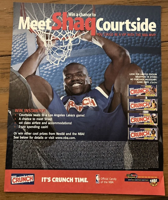 MEET SHAQ COURTSIDE Nestle Crunch Shaquille O'Neal 2001 Print ...