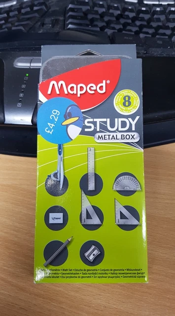 MAPED STUDY METAL Box Math Maths Stationery Set Geometry Set ...