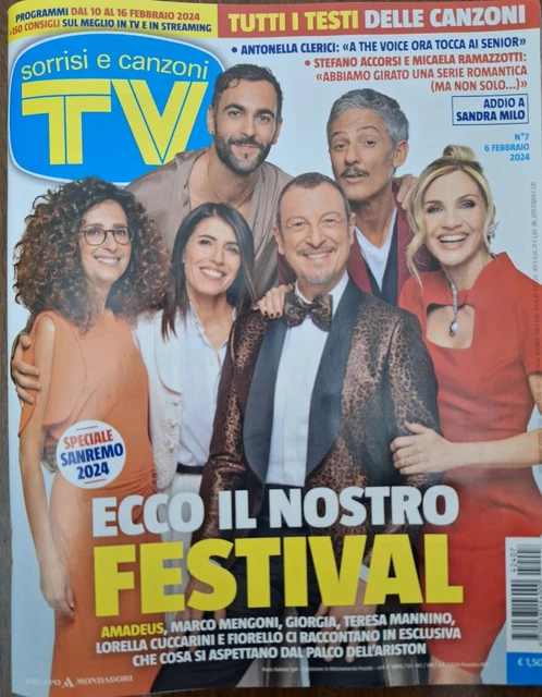 SANREMO 2024 / TV SORRISI E CANZONI N. 7 del 6 Febbraio 2024 / Nuovo EUR 6,15 - PicClick IT