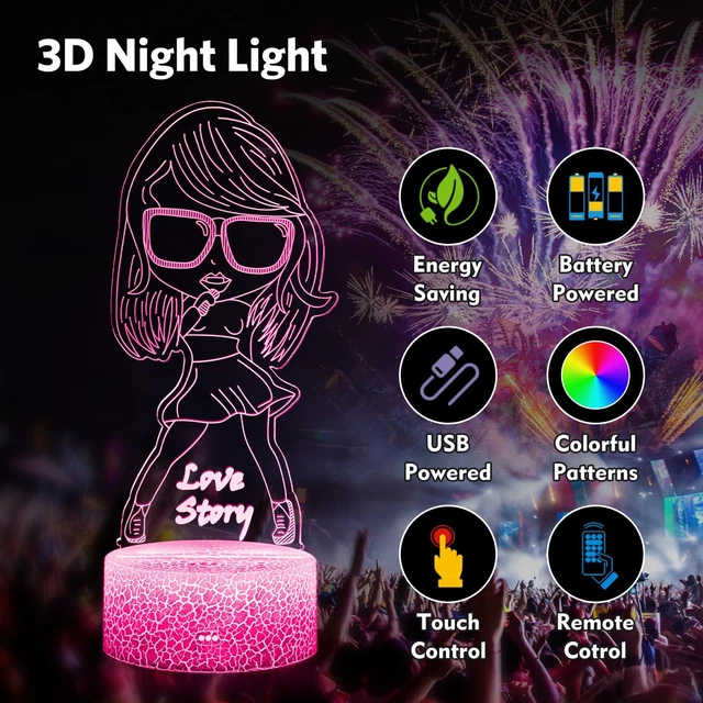 TAYLOR SWIFT MERCH Gifts Fans Merchandise 16 Color LED Night Light 3D ...