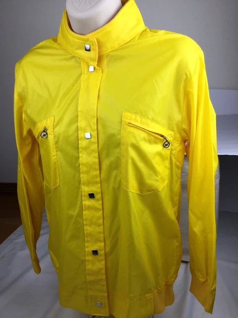 VINTAGE OBERMEYER 70S Yellow Nylon Wind Ski Shirt Jacket Womens Small ...