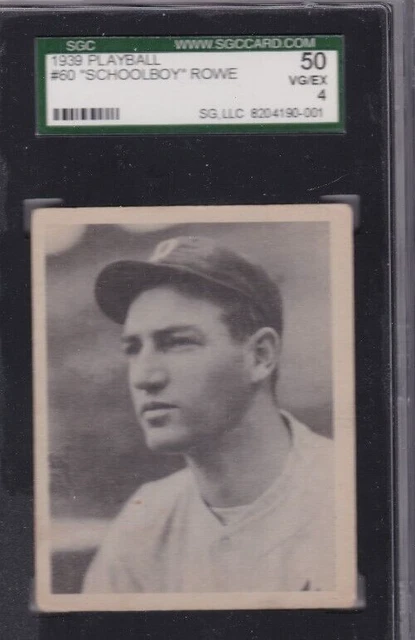 &SCHOOLBOY& ROWE #60/1939 Play Ball America, SGC 50/4 Vg-Ex, DETROIT ...