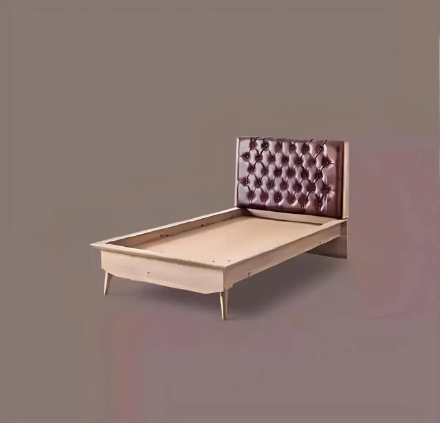 BED LOFT WOODEN Chesterfield 100x200cm Bed Frame Upholstered Headboard ...