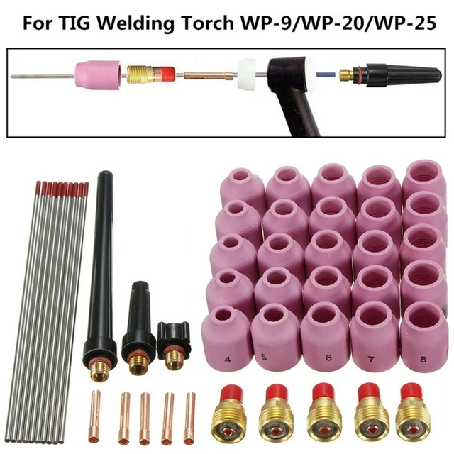 48 PI CES POUR objectif gaz de soudage Tig pour WP 9 WP 20 WP 25 pour torche EUR 45,35 - PicClick FR