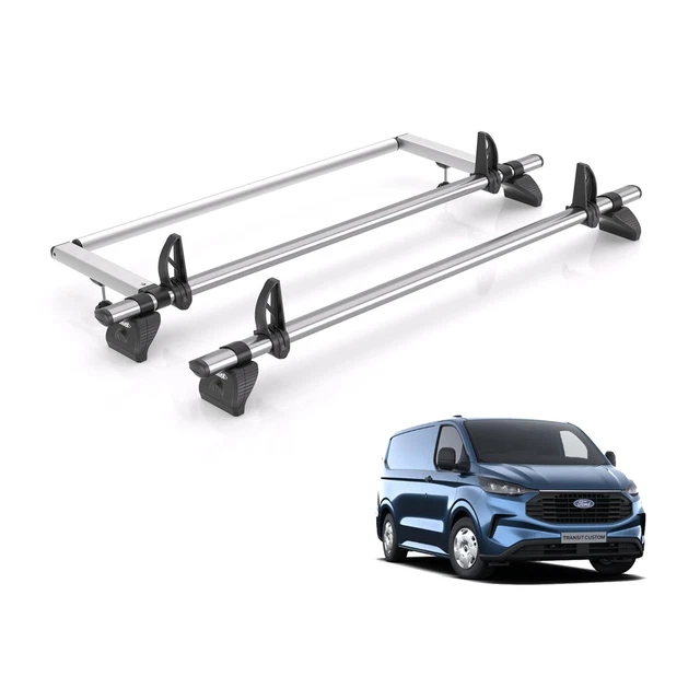 FORD TRANSIT CUSTOM Roof Rack for 2024+ H1 Roof 2x Bars Rhino Steel £ ...