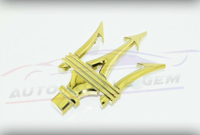 FOR MASERATI FRONT Grille Emblem Gold Trident Radiator Badge Symbol ...