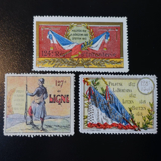 VIGNETTE COMMEMORATIVE LABELS 124° 127° 128° Régiment D’infanterie EUR ...