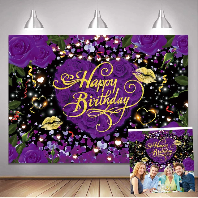 CHILDREN'S BIRTHDAY PARTY Backdrop Purple Flowers Butterfly Photography ...