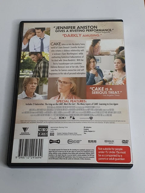CAKE DVD JENNIFER Aniston, Anna Kendrick, Sam Worthington Region 4 £8. ...