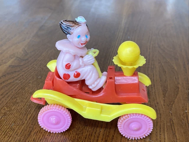 VINTAGE IDL TOYS Clown Car Toy Figure Made In Hong Kong Red Yellow Pink ...
