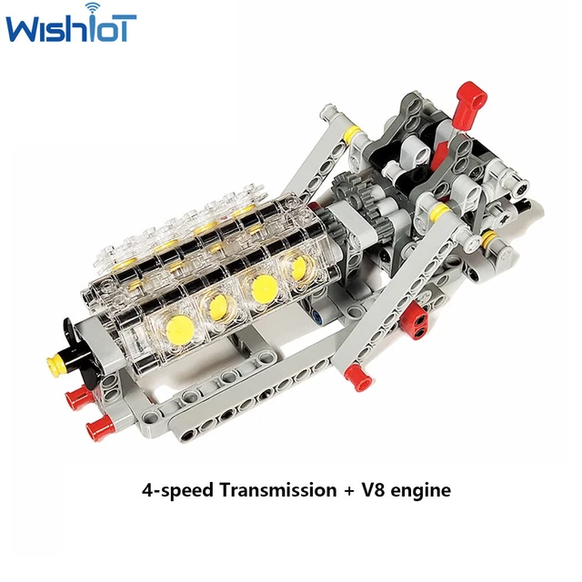 TECHNICAL 4-SPEED TRANSMISSION V8 Engine MOC Building Blocks Brick DIY ...