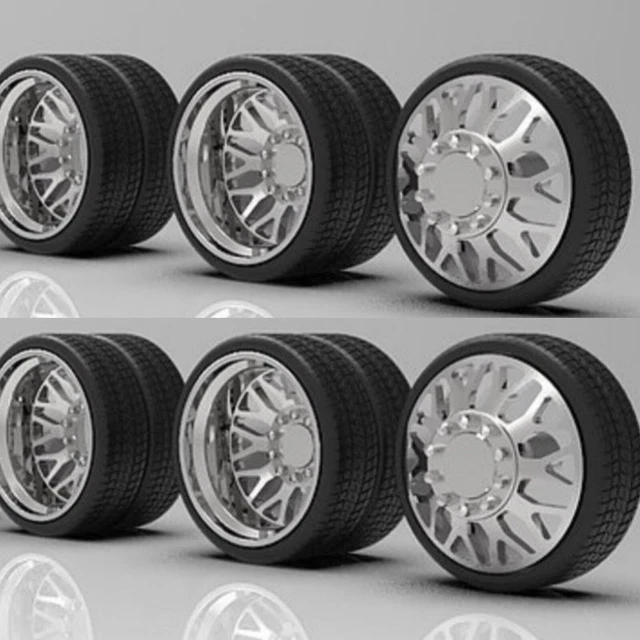 1:16 26” SEMI Truck “Nitro”Dually Wheels In Low Profile Tires (2 Fronts ...