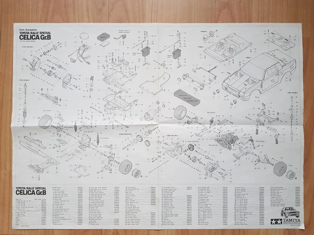 TAMIYA TOYOTA CELICA GrB Rally Original 1987 Exploded Diagram/Poster ...