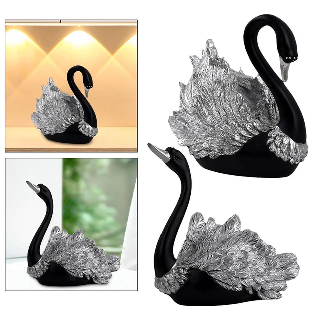 STATUE DE CYGNE noir, pièce maîtresse de Table, artisanat en résine ...