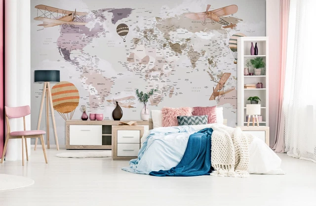 3D AIRPLANE WORLD Map A813 Wallpaper Wall Murals Removable Self ...