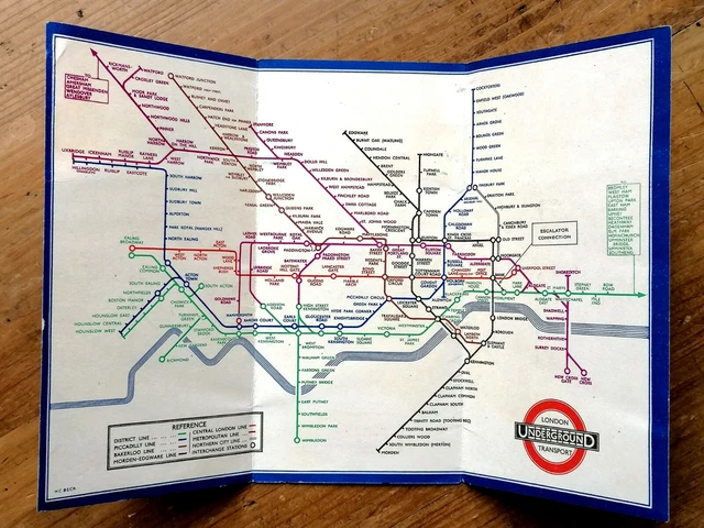 ORIGINAL LONDON UNDERGROUND Railways Tube Map Harry Beck 1936, No.2 £ ...