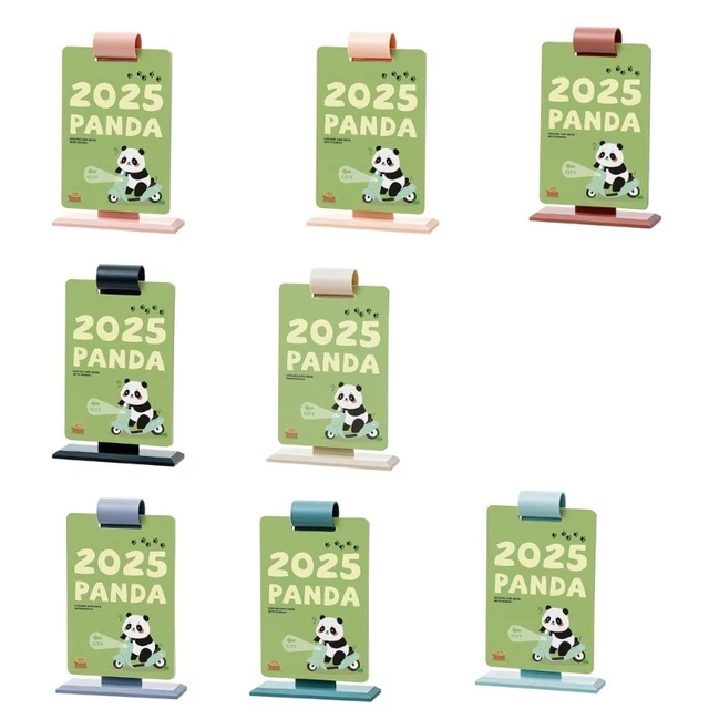 CARTOON PANDA CALENDAR 2025 Desktop Calendar Standing Calendar Pocket ...