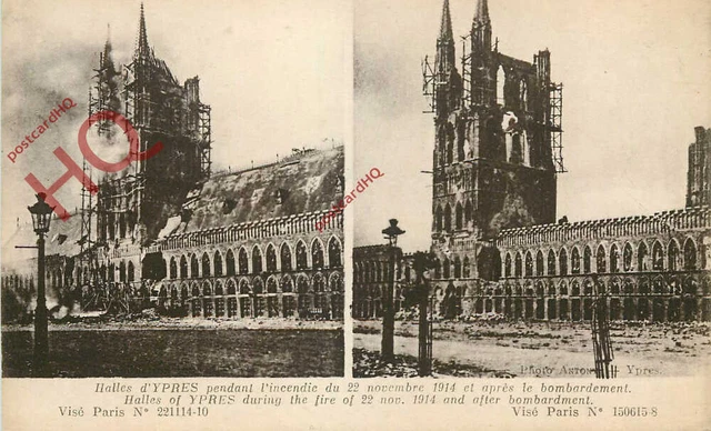 PICTURE POSTCARD, YPRES, Halles, Cloth Hall, Ww1 Damage £2.59 - PicClick UK
