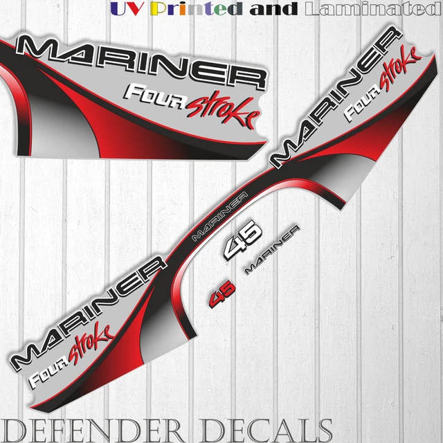 MARINER 45 HP four stroke outboard engine decal sticker set kit ...
