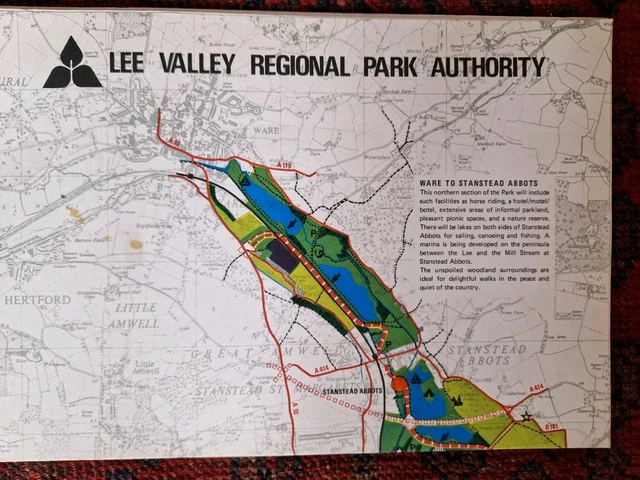 VINTAGE LEE VALLEY Regional Park Authority Concertina Map 1969 £9.56 ...