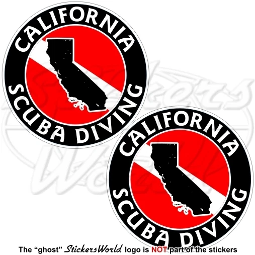 CALIFORNIA SCUBA DIVING Flag-USA Map Shape Circular Stickers, Decals ...