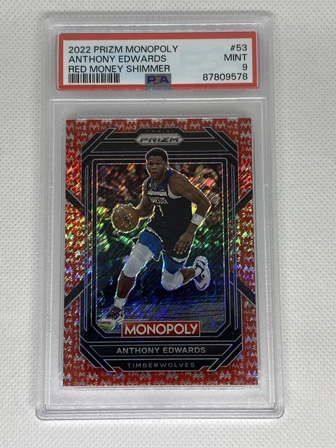 2022 PRIZM MONOPOLY Anthony Edwards Red Money Shimmer /100 PSA 9 #53 ...