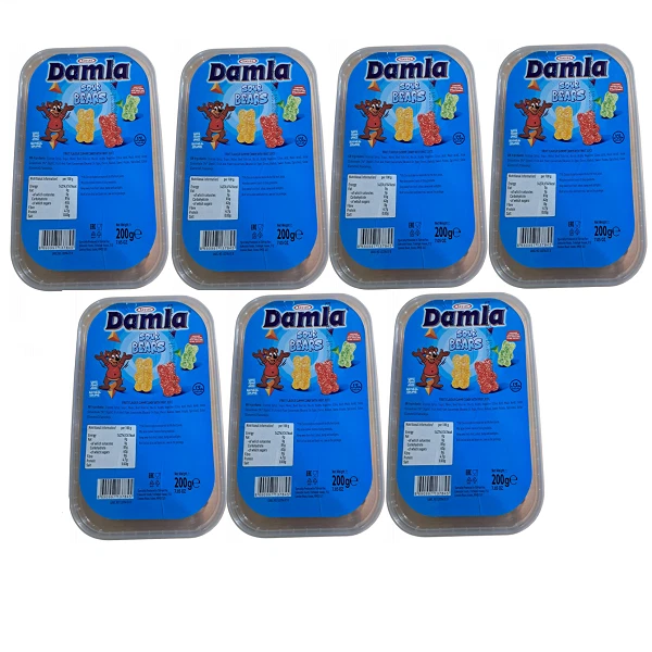 DAMLA SOUR BEARS Gummy Fruit Flavoured Sweets 7 x 200g Tubs Best Before ...