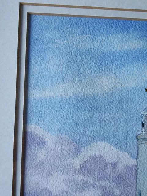 SHEILA HUNT WATERCOLOUR 'Hurst Castle Lighthouse' Listed British Artist ...