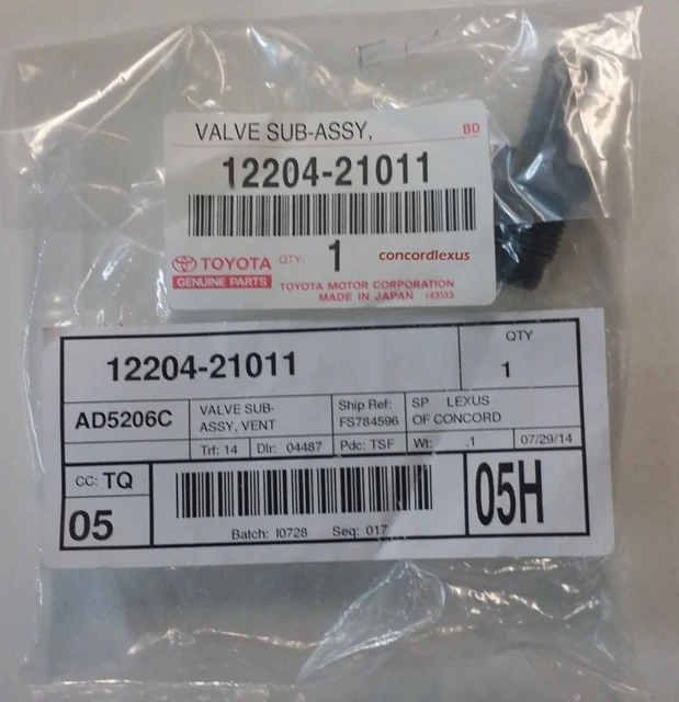 04-08 PRIUS PCV Vent Valve NEW genuine Toyota OEM 1220421011 EUR 23,97 ...