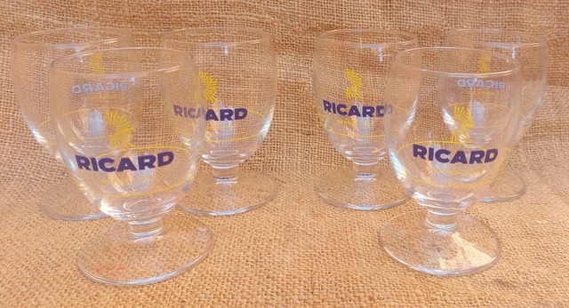 6 VERRES BALLON Ricard Depuis 1932 Demi Soleil Trait Dose EUR 14,00 ...