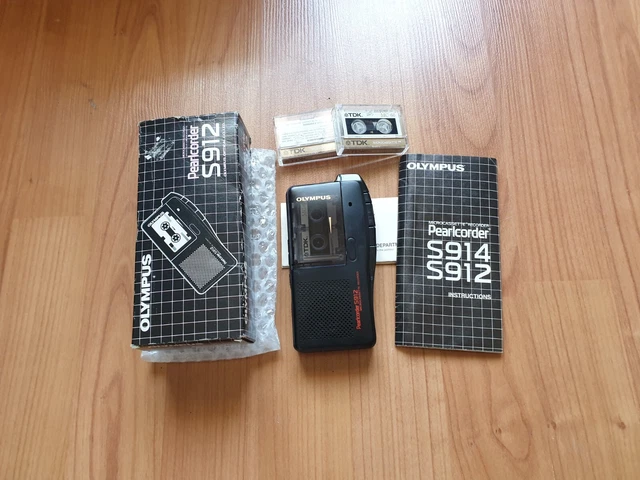 MICROCASSETTE RECORDER OLYMPUS * model Pearlcorder S912 * + 2 mini TDK ...