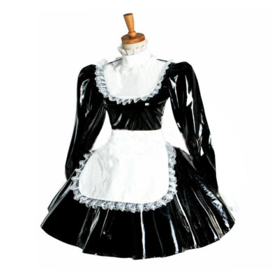 SISSY MAID GIRL PVC Lockable long sleeve Dress cosplay costume Tailor ...