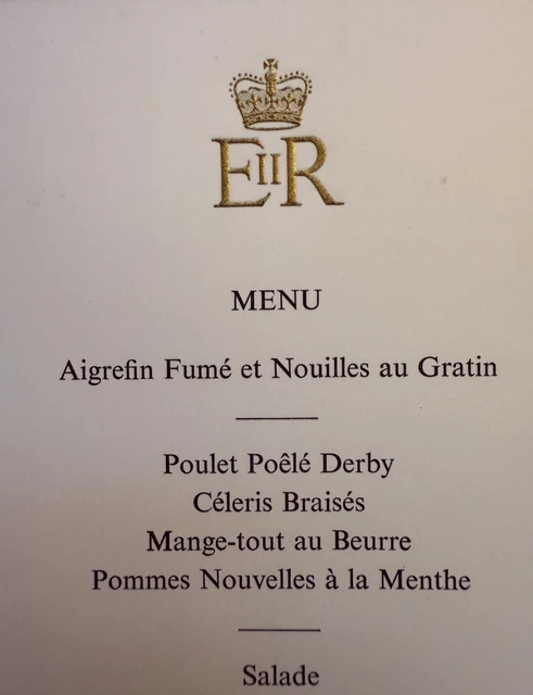 ANTIQUE STATE BANQUET Royal Menu Hosted Queen Elizabeth II Windsor Emir ...