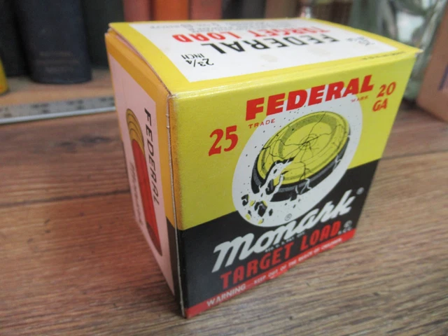 FEDERAL MONARK SHOTGUN SHELL BOX TARGET LOAD EMPTY PAPER shot 20 gauge ...