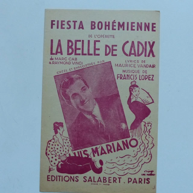 PARTITION FIESTA BOHÉMIENNE La Belle de Cadix FRANCIS LOPEZ LUIS MARIANO EUR 9,00 - PicClick FR