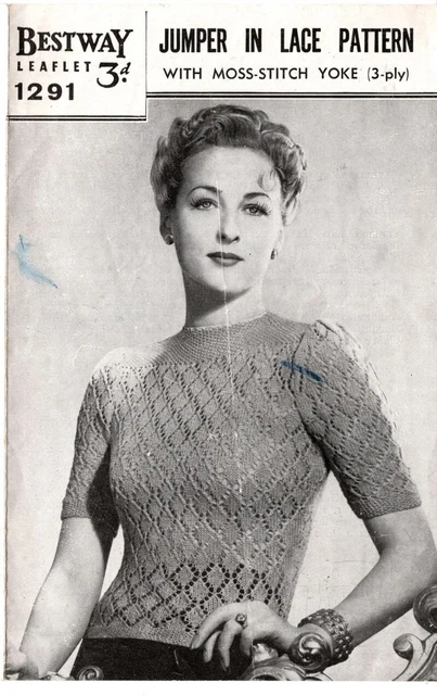 BESTWAY 1291 LACE Pattern Ladies Jumper Vintage Knitting Pattern £1.45 ...
