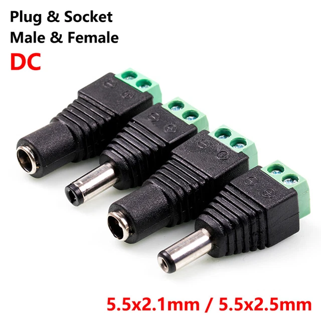 DC POWER SOCKET & Plug Screw Terminal 12V Volt CCTV Adaptor 5.5mm x 2.1 ...