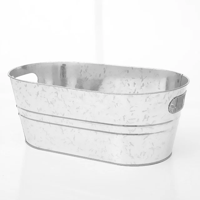 SEAU GALVANISÉ, CUVE à boissons galvanisée, grande cuve ovale en métal ...